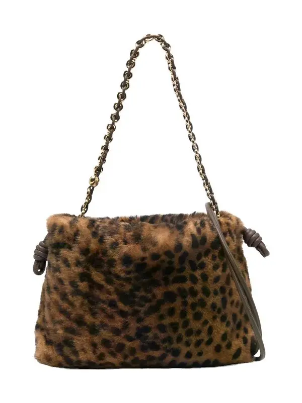 Loewe Leopard Print Chain Clutch - Brown