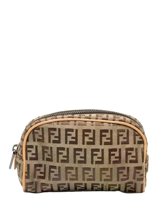 Fendi Zucchino Canvas Pouch - Brown