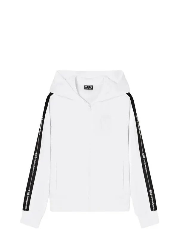 EA7 Stretch Jersey Full Zip Hoodie - White