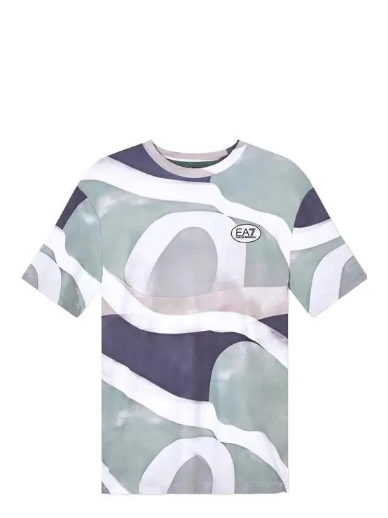 Emporio Armani Tennis Pro Print T-shirt In Ventus7 Technical Fabric - Green