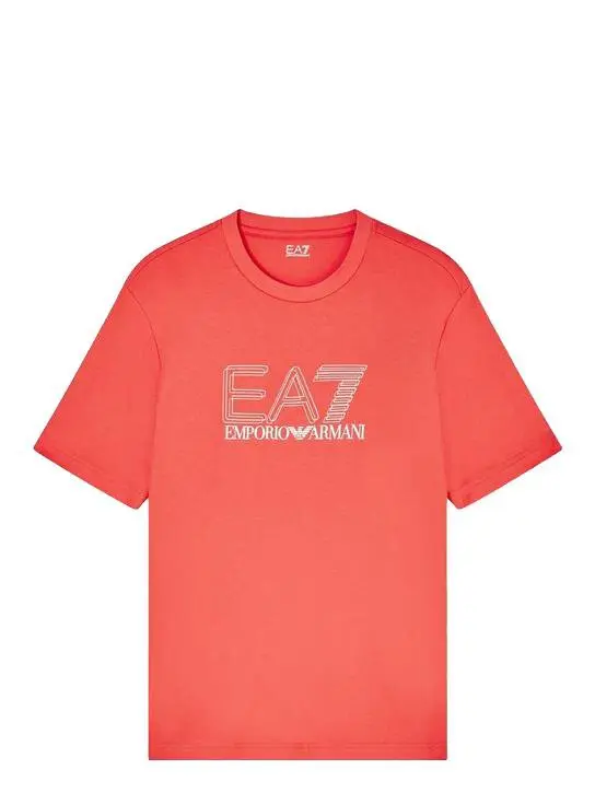 Emporio Armani Cotton Jersey T-shirt With Ea7 Logo - Red