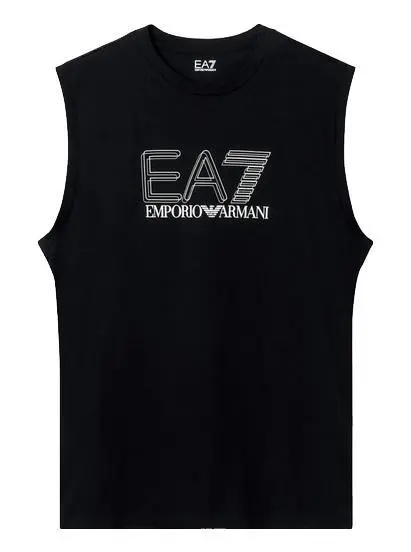 Emporio Armani Visibility Regular-fit Tank Top In Cotton Jersey - Black