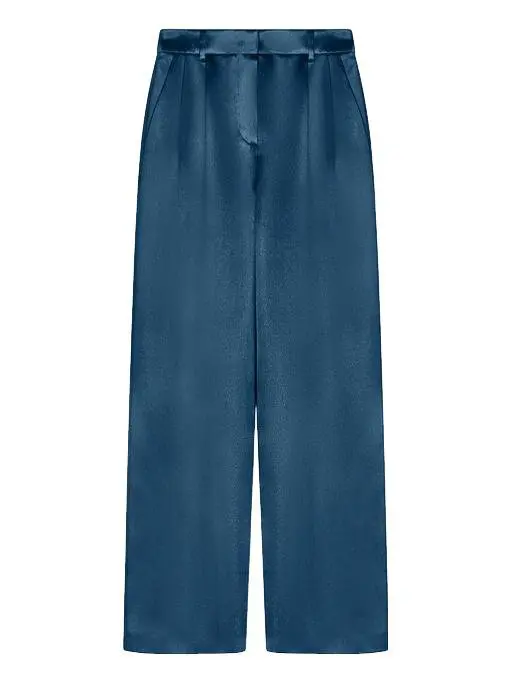 Giorgio Armani Pleated Silk Satin Trousers - Green
