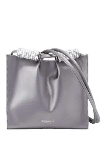 Giorgio Armani Satin Shoulder Bag With Rhinestone Detail - Grey