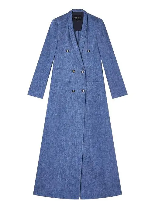 Giorgio Armani Long Double-breasted Coat - Blue