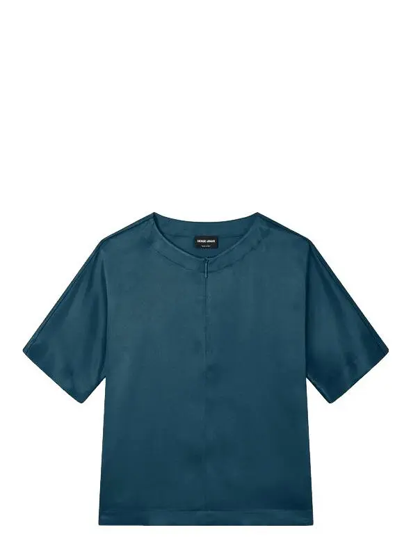 Giorgio Armani Short-sleeved Silk Satin Shirt - Green