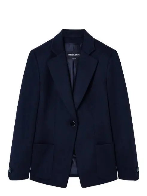 Giorgio Armani Single-breasted Virgin Wool And Cashmere Jacket - Blue / Navy