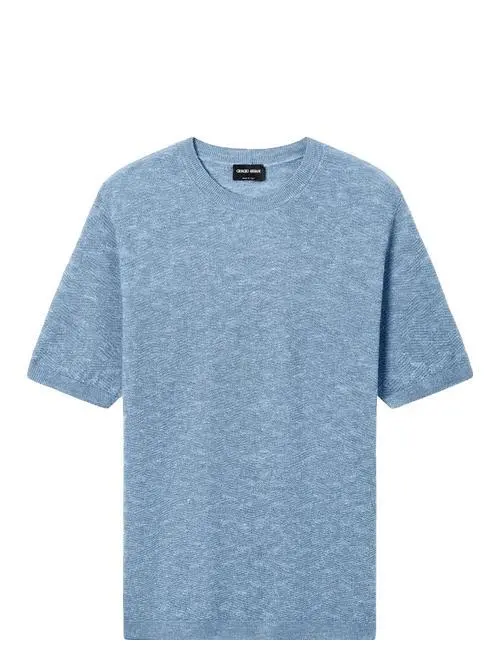 Giorgio Armani Links-stitch Knit Crew-neck Jumper - Blue