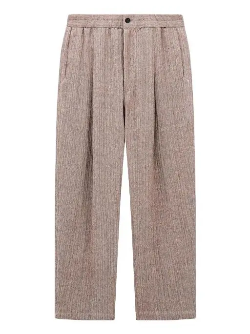Giorgio Armani Mouliné Linen And Silk Jacquard Trousers - Natural