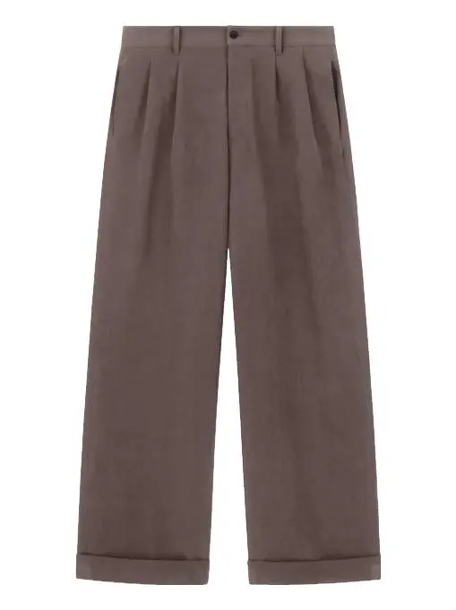 Giorgio Armani Hemp Double-pleat Trousers - Natural
