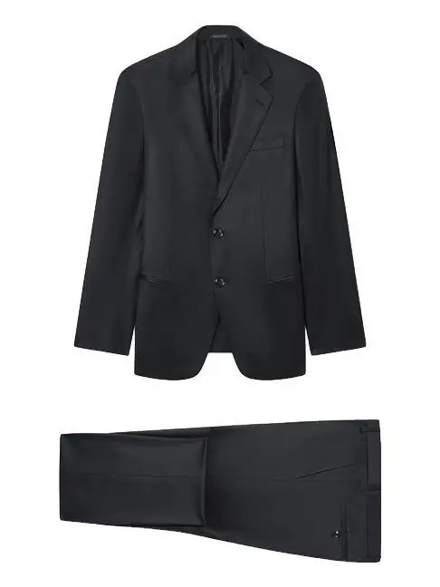 Giorgio Armani Asv Soho Line Single-breasted Suit In Pure Virgin Wool - Black
