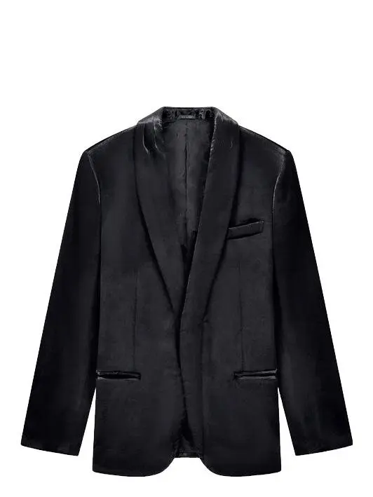 Giorgio Armani Single-breasted Velvet Jacket - Black