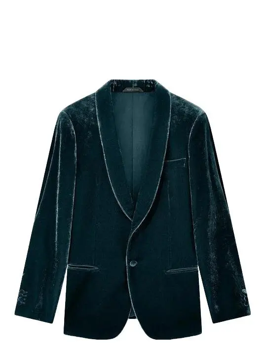 Giorgio Armani Single-breasted Velvet Jacket - Green