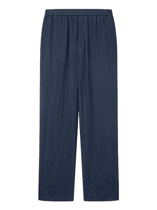 Giorgio Armani Lyocell And Silk Froissé Trousers - Navy