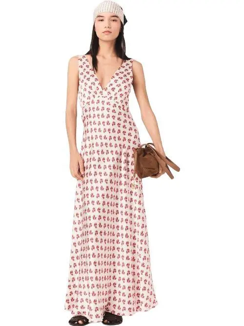 Maje Patterned Silk Maxi Dress - Floral