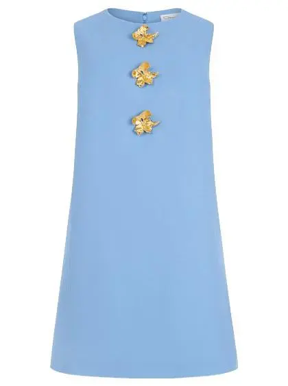 Oscar De La Renta Button-detailed Wool Shift Dress - Gold