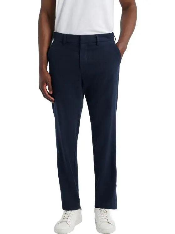 Nordstrom Flat Front Tapered Trousers - Navy Sapphire - Black