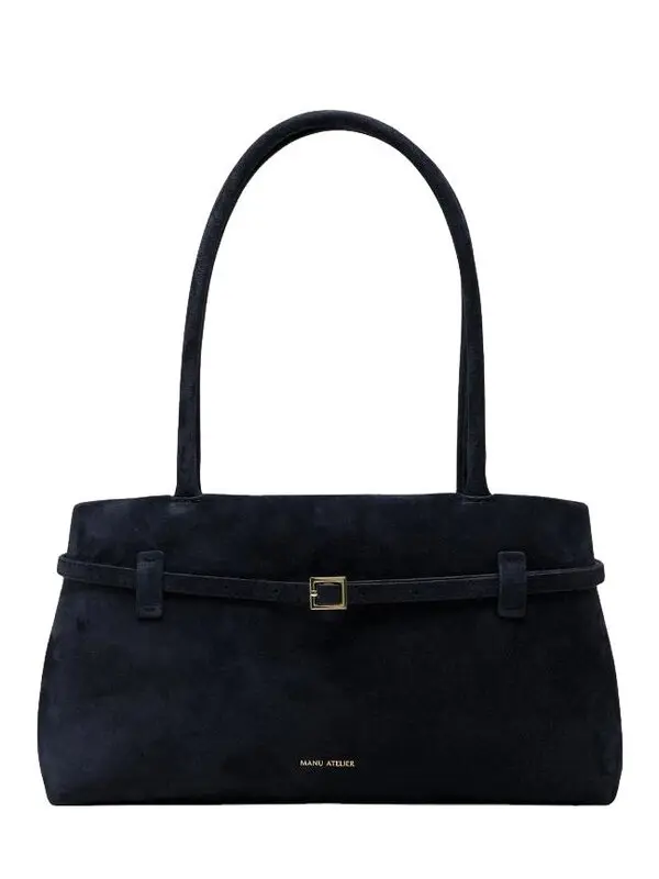 Manu Atelier Le Cambon East West Suede Bag - Dark Navy