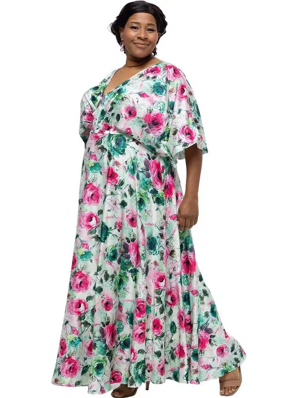 SYDNEY'S CLOSET Satin Maxi Gown - Floral