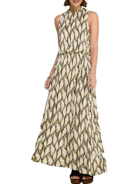 LASCANA High Neck Maxi Dress - Ivory Khaki