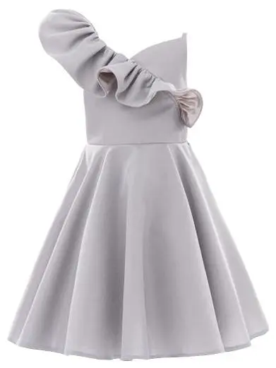 TULLEEN Riviera Off Shoulder Ruffle Dress - Silver