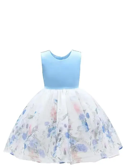 TULLEEN Mabel Floral Garden Organza Dress - Blue