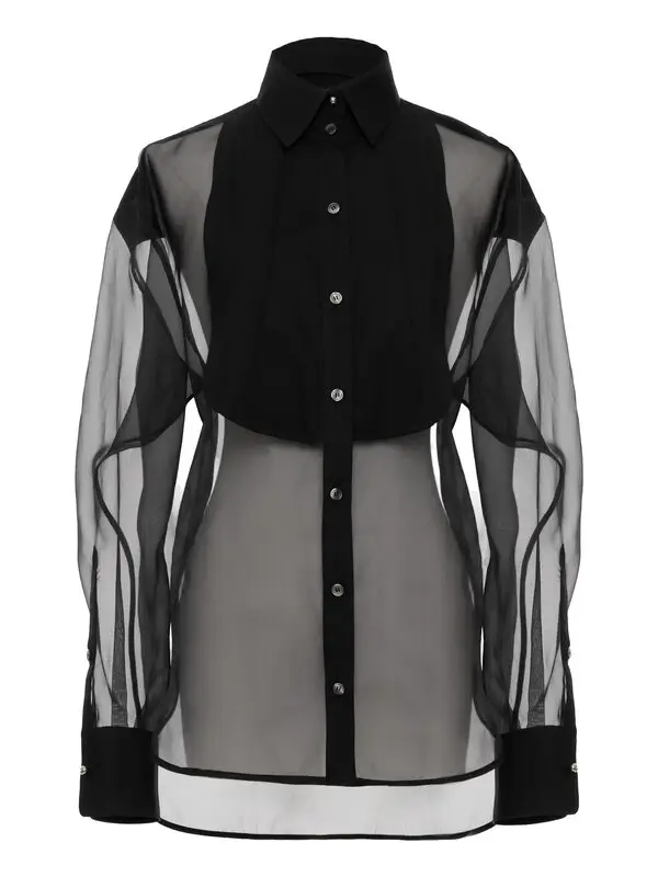 DES_PHEMMES Pleated Tuxedo Shirt - Black