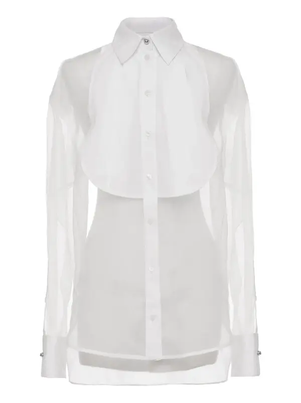 DES_PHEMMES Pleated Tuxedo Shirt - Off-white