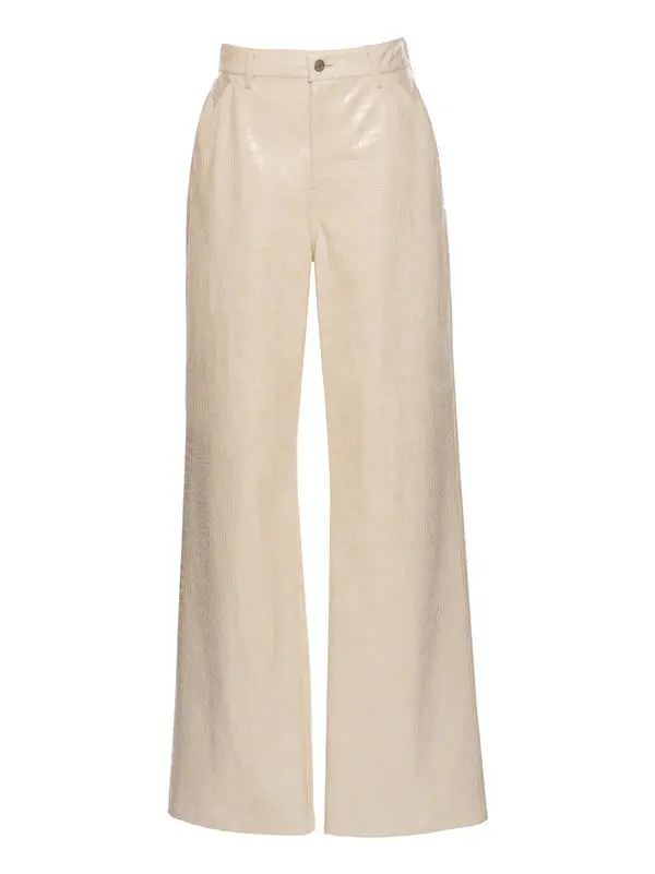 DES_PHEMMES Croc-embossed Wide-leg Trousers - White