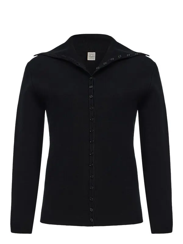 TOTEME Knit Polo Cardigan - Black
