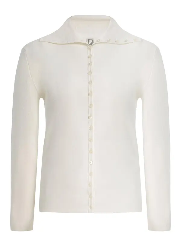 TOTEME Knit Polo Cardigan - White