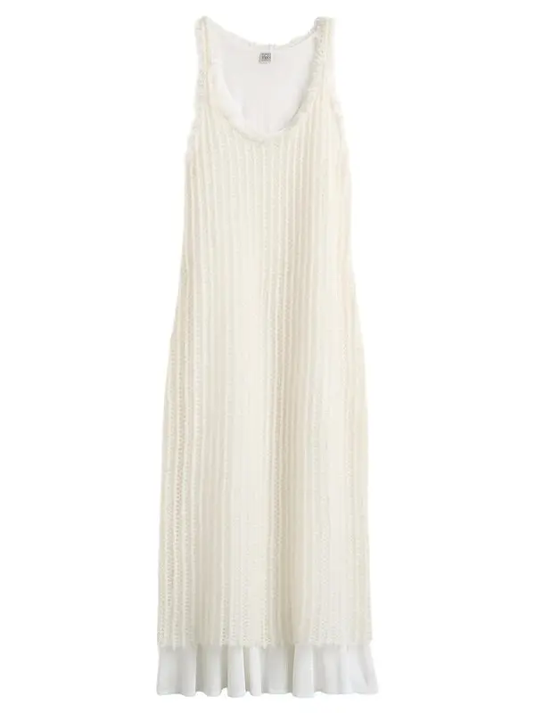 TOTEME Mohair-blend Rib-knit Midi Dress - White