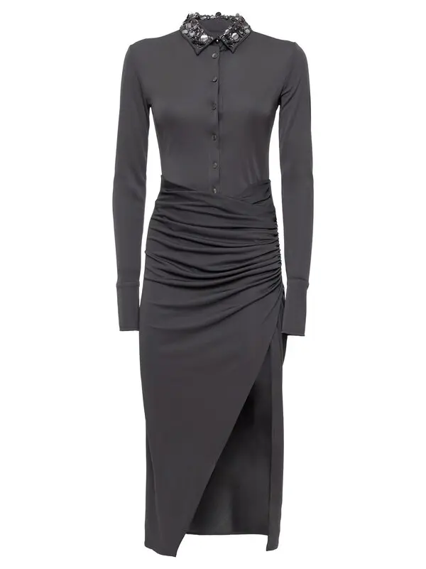 DES_PHEMMES Polo Wrap Midi Dress - Black