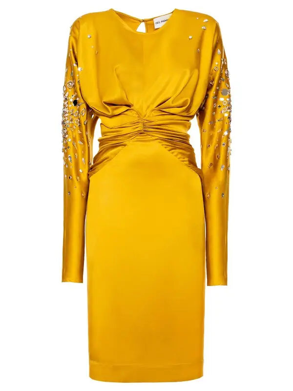 DES_PHEMMES Midi Ruched Dress - Gold