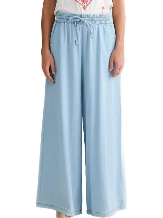 TALISMAN THE LABEL Freedom Wide Leg Cotton Drawstring Pants - Light Denim