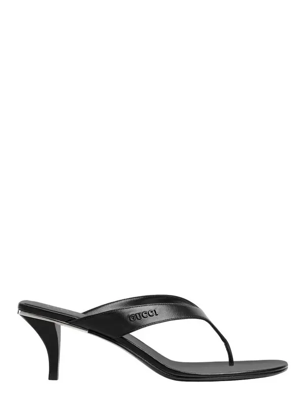 Gucci Leather Thong Sandals - Black Leather