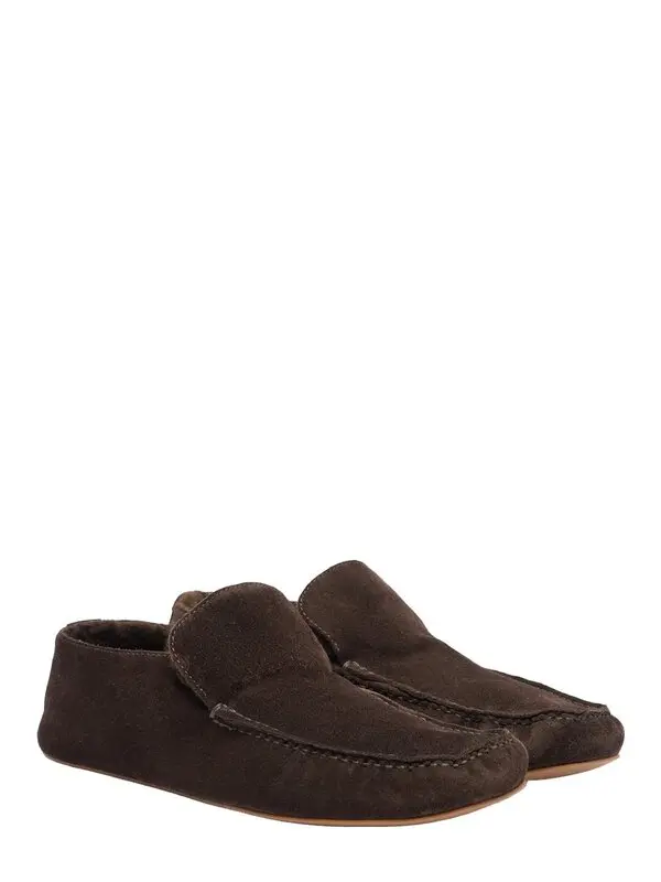 THE ROW Leo Shearling-lined Suede Loafers - Brown