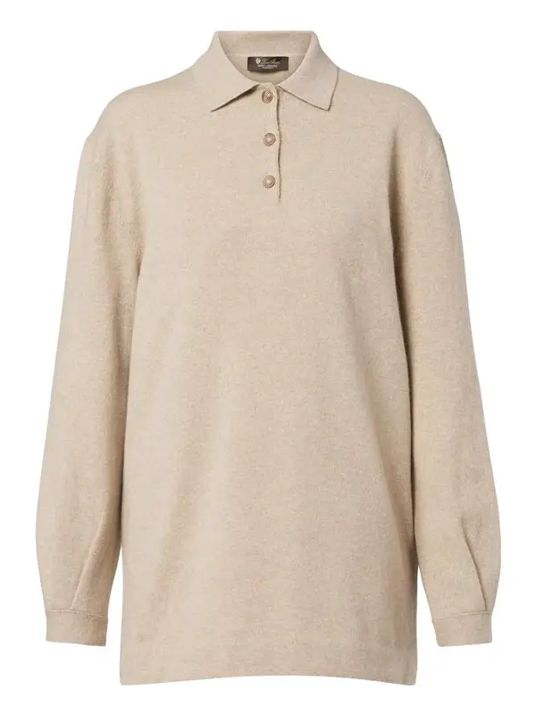 Loro Piana Classic Cashmere Polo Sweater - Beige
