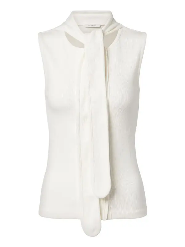 LEMAIRE Scarf-detail Cotton And Linen Jersey Top - White