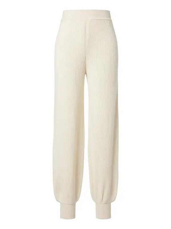 Loro Piana Juniper Ribbed-knit Cashmere Sweatpants - White