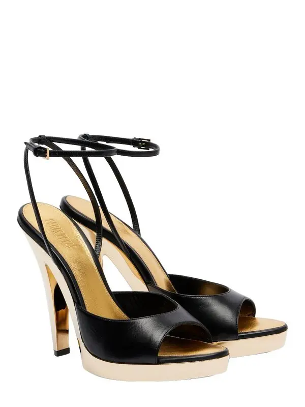 Paris Texas Gala Leather Platform Sandals - Black