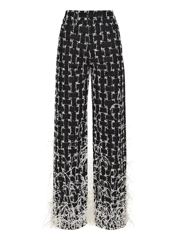 Oscar De La Renta Woven Denim Jacquard Pant - Blue
