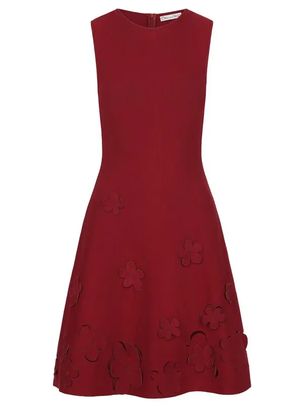 Oscar De La Renta Laser-cut Floral Knit Dress - Red