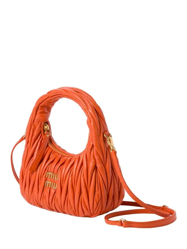 Miu Miu Wander Matelassé Nappa Leather Hobo Bag - Orange
