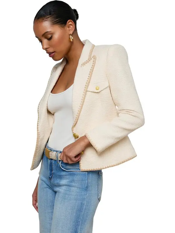 L'Agence Wylla Tweed Blazer - Ecru/biscuit