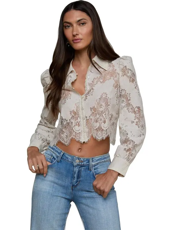 L'Agence Anita Lace Blouse Top - Champagne