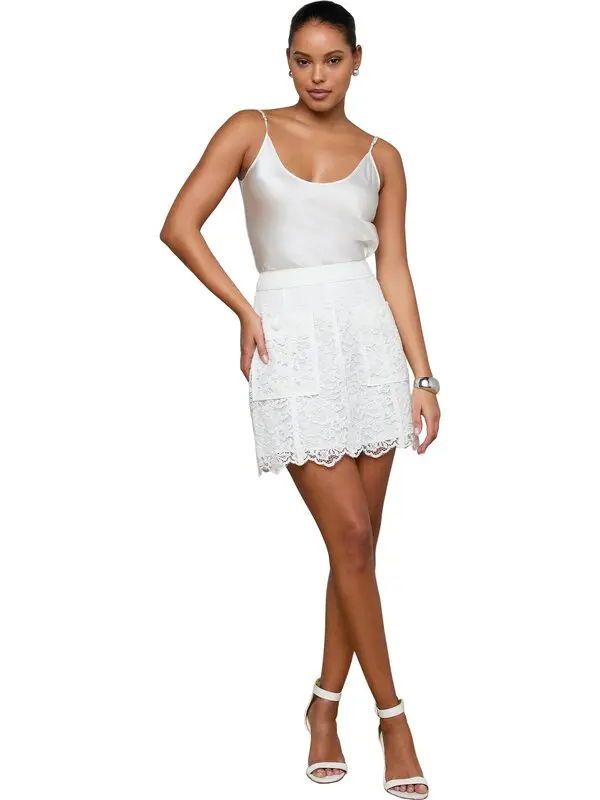 L'Agence Riven Lace Mini Skirt - Ivory