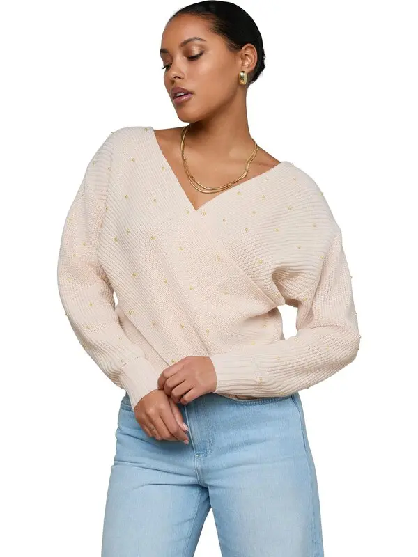 L'Agence Antonella Crossover Sweater - Soft Blush/gold