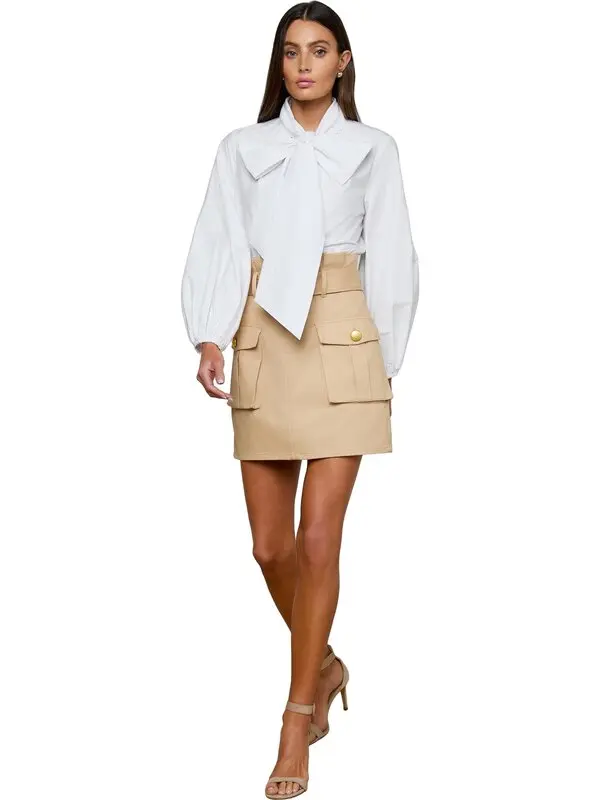 L'Agence Maelis Paperbag Mini Skirt - Macadamia Brown