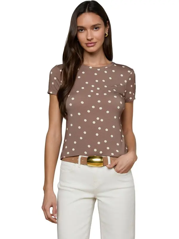 L'Agence Ressi Fitted T-shirt - Cardamom/ecru Polka Dot